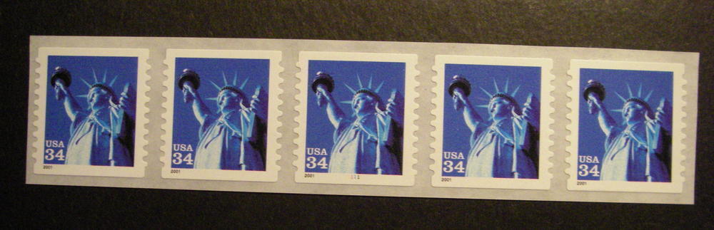 Scott 3466, 34c Statue of Liberty, PNC5 #1111, MNH Coil Beauty | United ...
