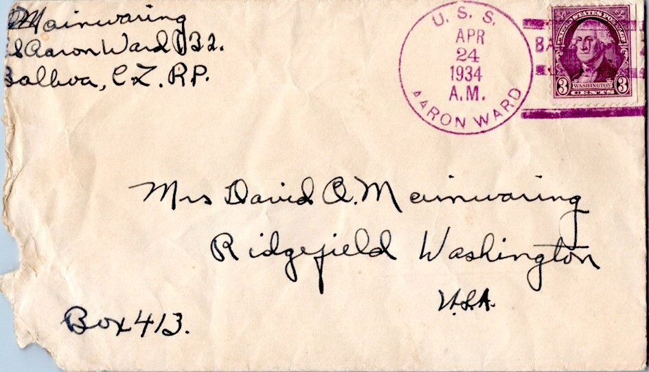 United States Ships 3c Stuart Washington 1934 U.S.S. Aaron Ward, Balboa ...