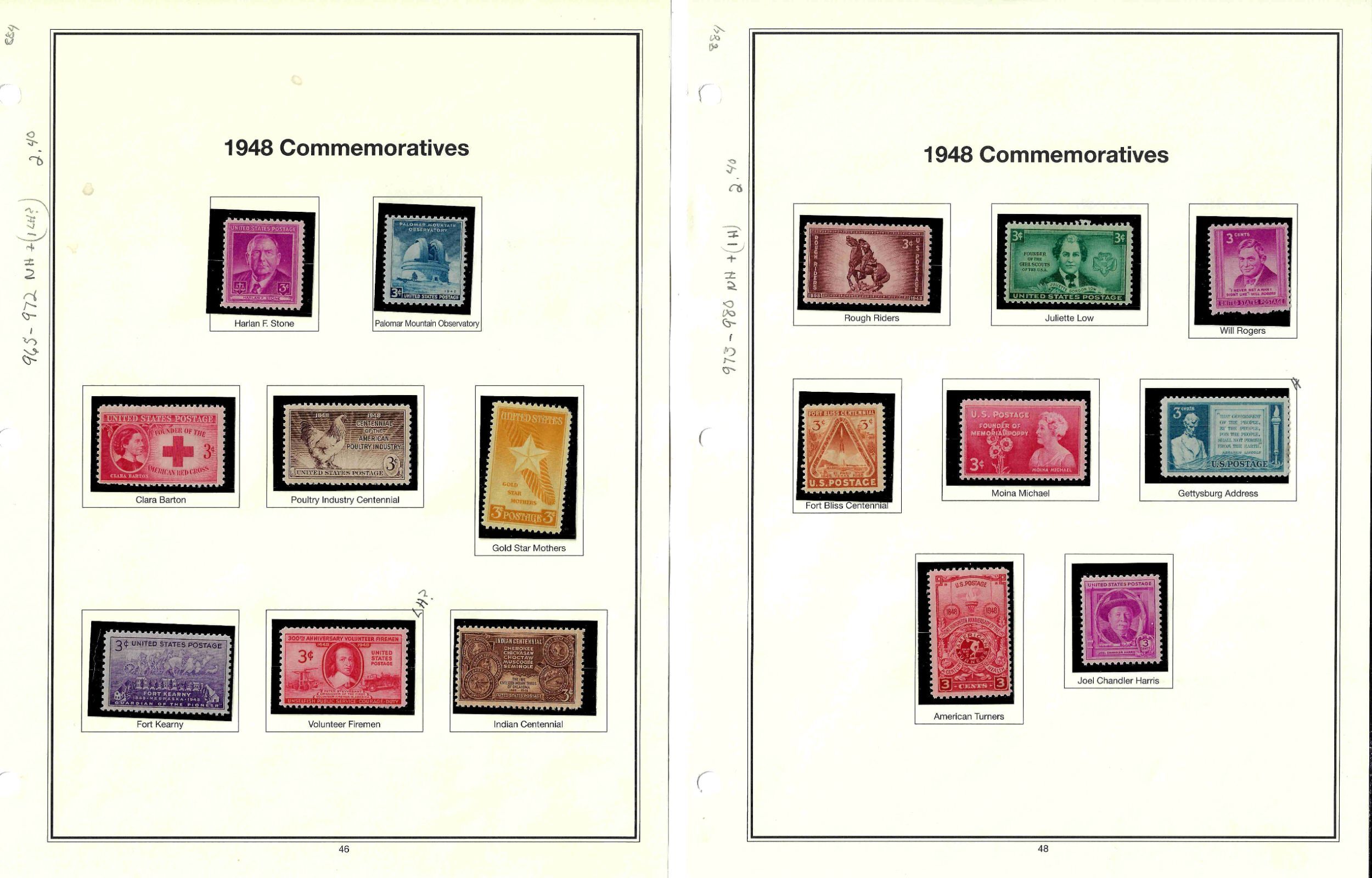 965-980 Mint,OG,NH... SCV $4.80... 971 is LH | United States, General ...