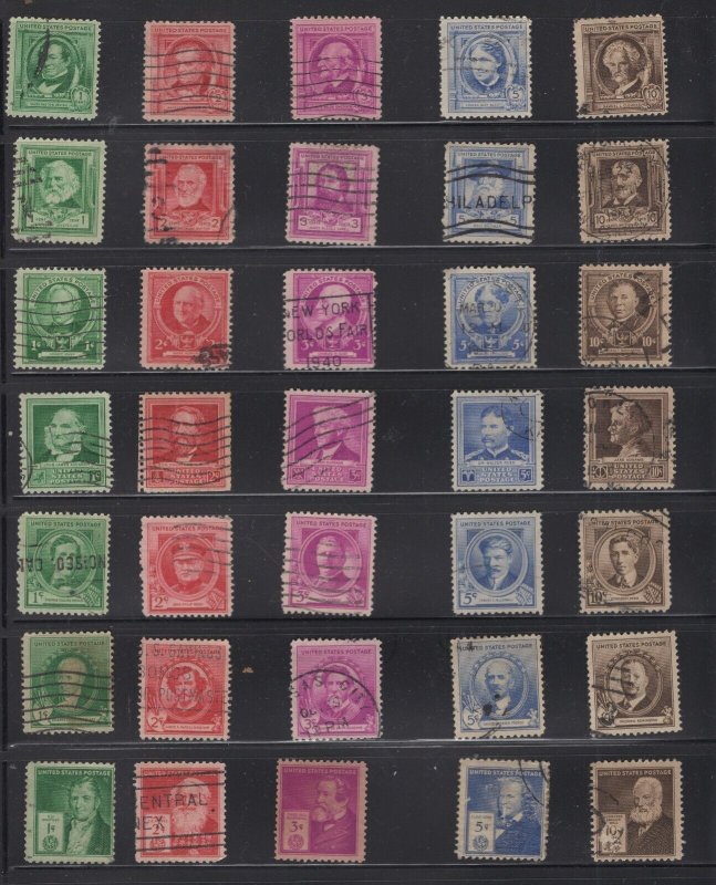 Scott 859 - 893 - Famous Americans. Set Of 35. Used. #02 859s35u ...