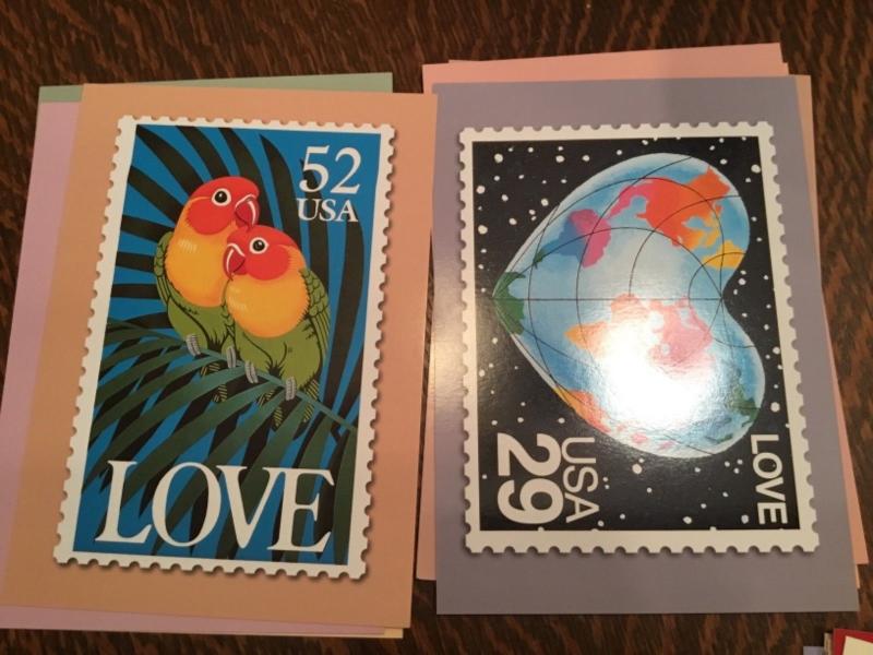 Love Stamp Postcards Lot of 20 USPS USA 5x7 Dove Puppy Rose Heart World ...
