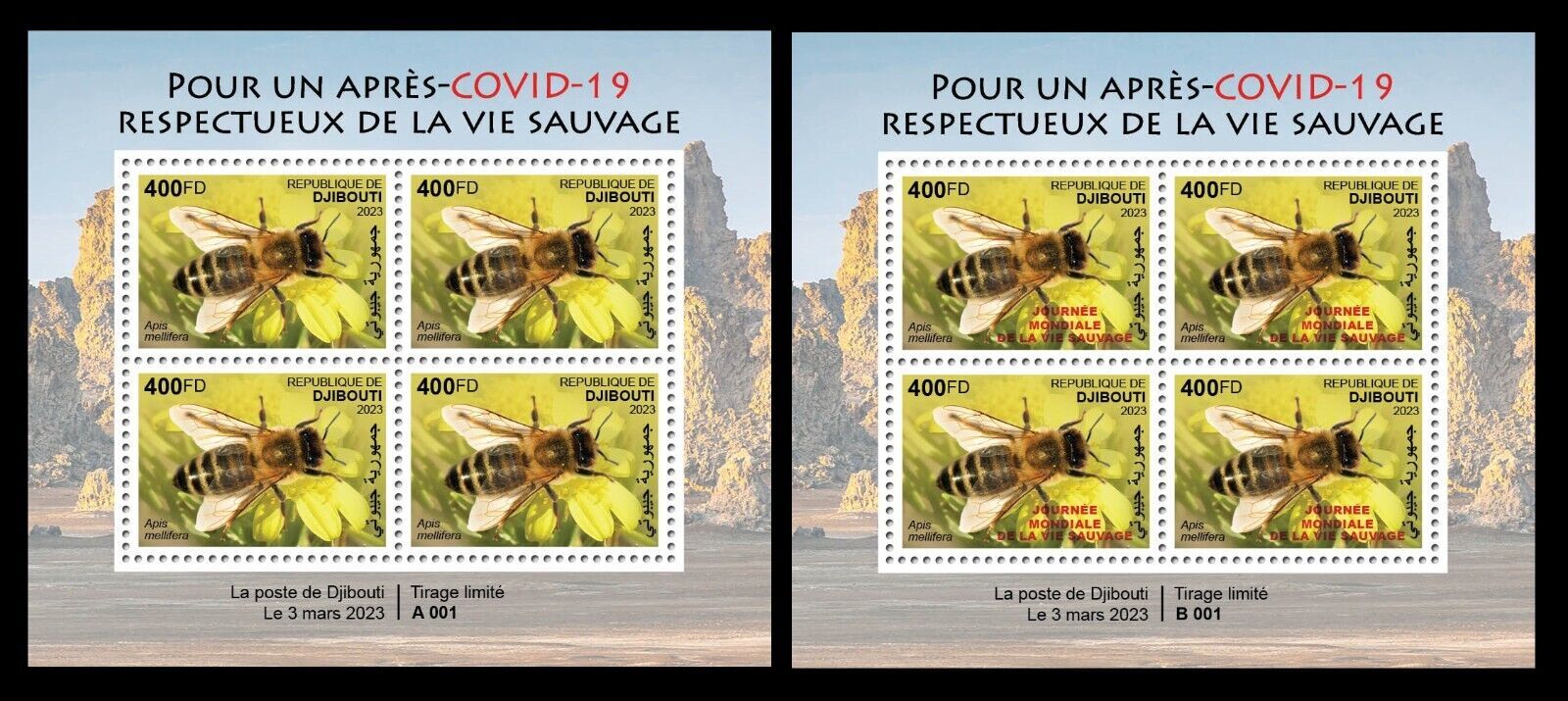 Djibouti 2023 Sheet 4v (Reg & Ovpt) - Bees BEE Bees Insects - Pandemic ...