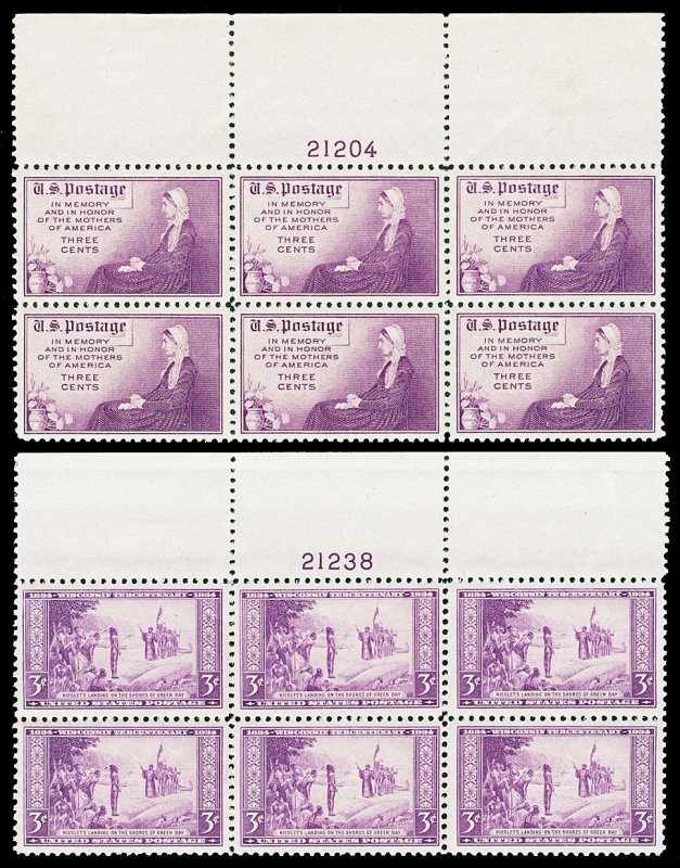 Scott 738, 739 3c Plate Blocks of Six Mint VF OG NH Cat $11.50 | United ...