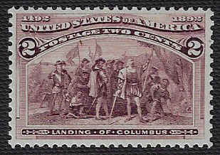 U.S. #231 MNH; 2c Landing of Columbus w/Broken Hat (1893) - PSAG Cert ...