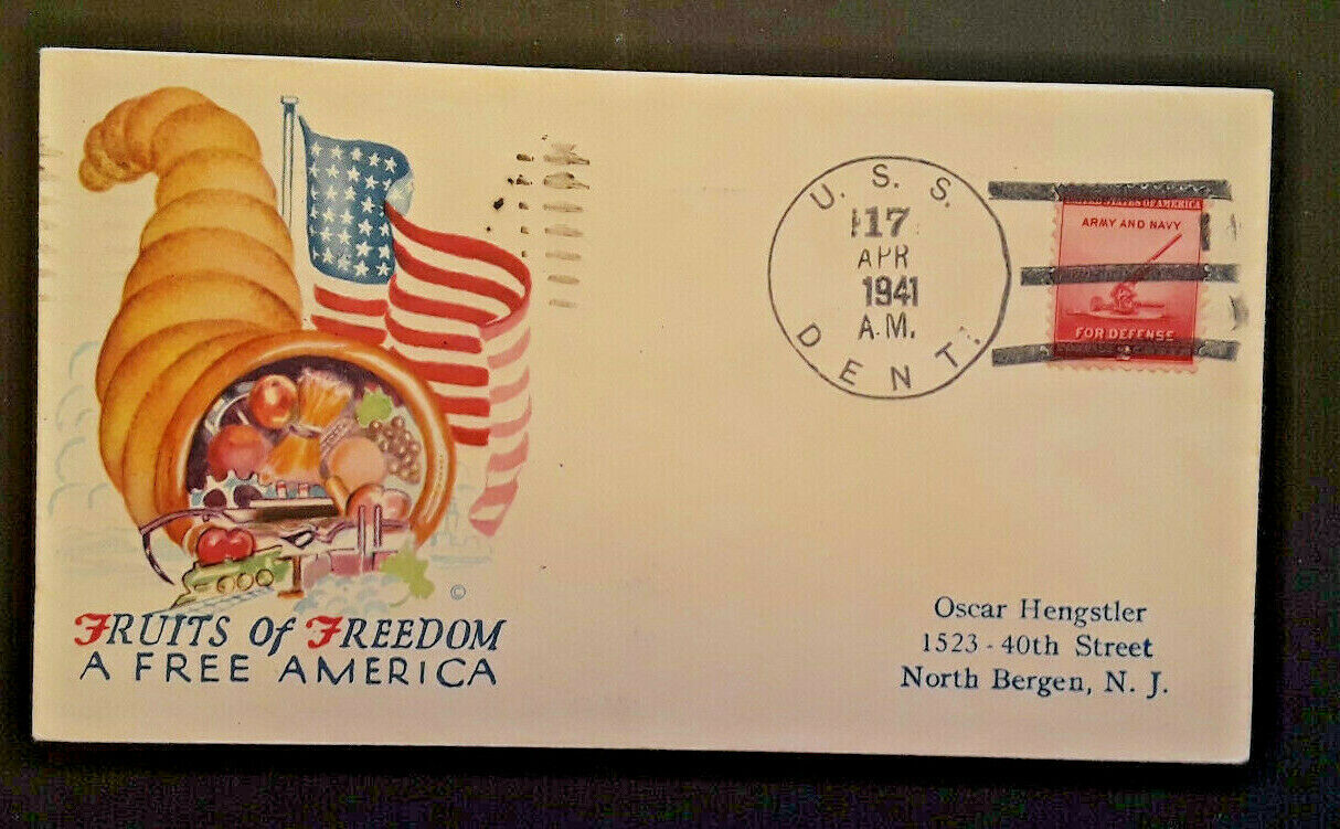 1941 USS Dent To North Bergen NJ Cornucopia Fruits Of Freedom Flag ...
