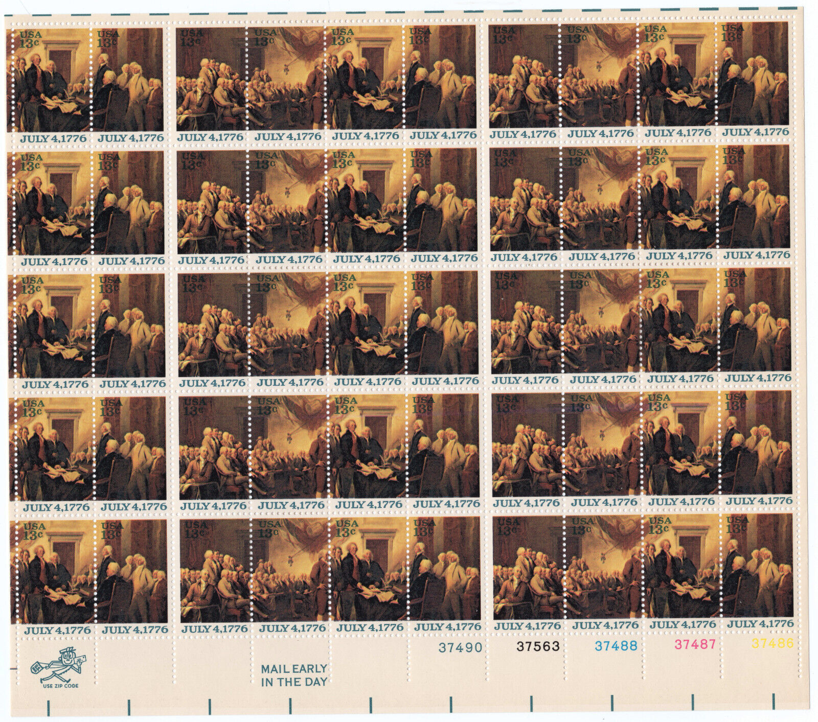Scott #1694a (1691-94) Declaration of Independence Sheet of 50 Stamps ...