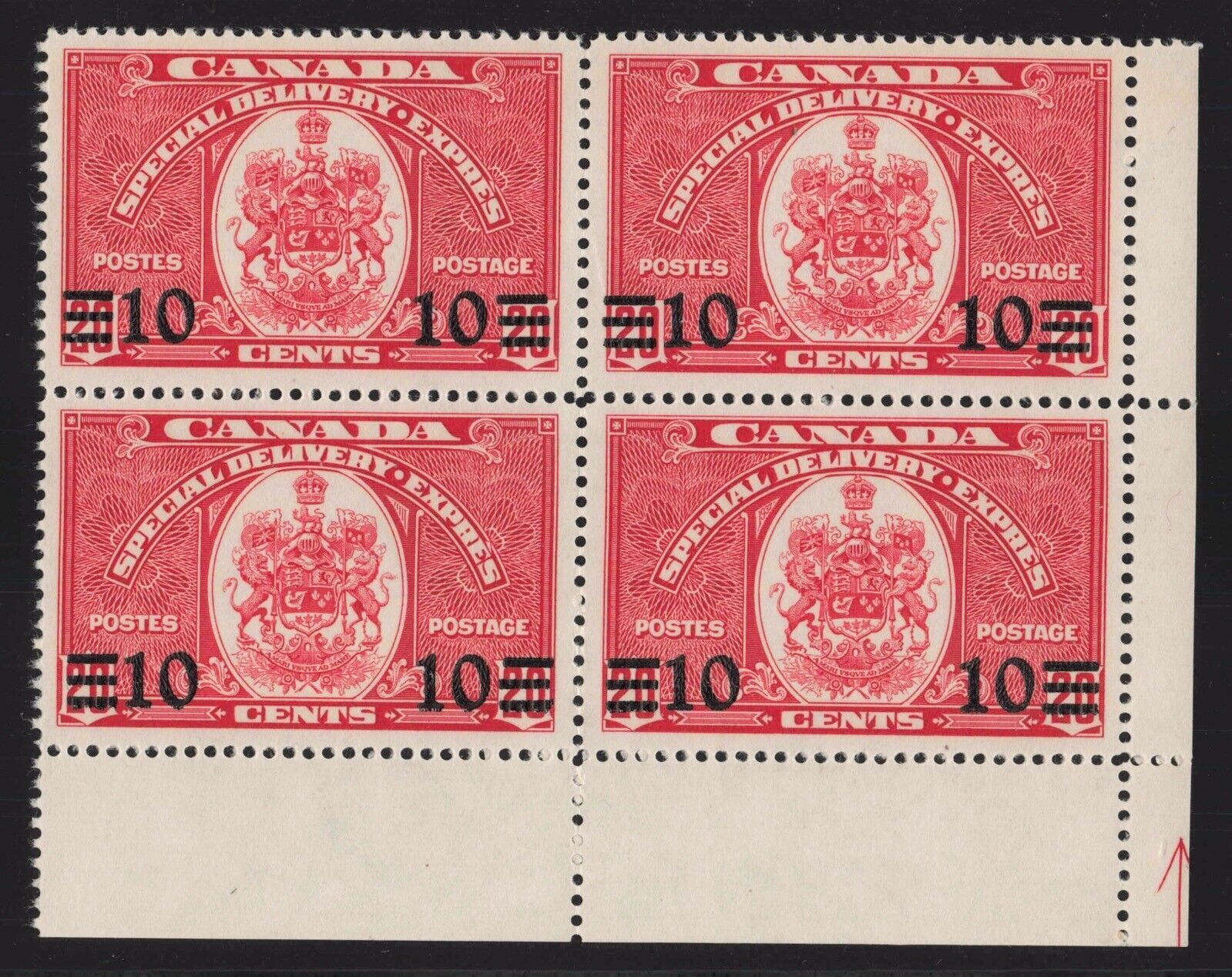Canada Sc #E9 (1939) 10c on 20c Special Delivery Cutting Guideline ...