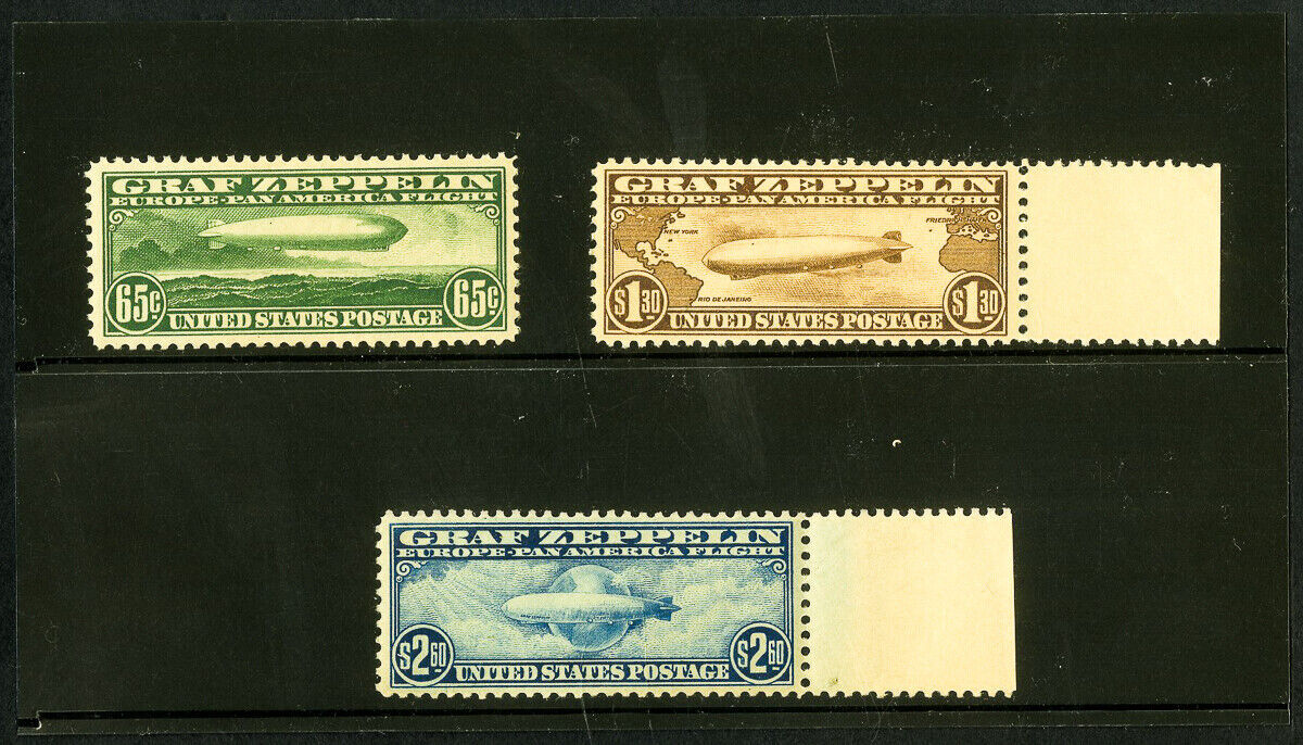 US Stamps # C13-15 MNH Superb Fresh Well Balanced Graf Zeppelin Set ...