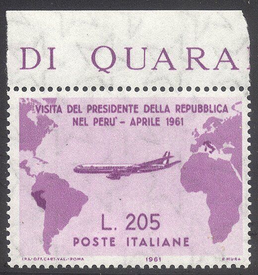 ITALY #834a SCARCE MInt NH - 1961 205 l Rose Lilac (Color Error ...