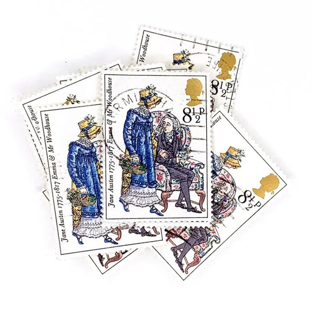 10 x Emma and Mr Woodhouse Jane Austen Used GB 1975 Postage Stamps ...