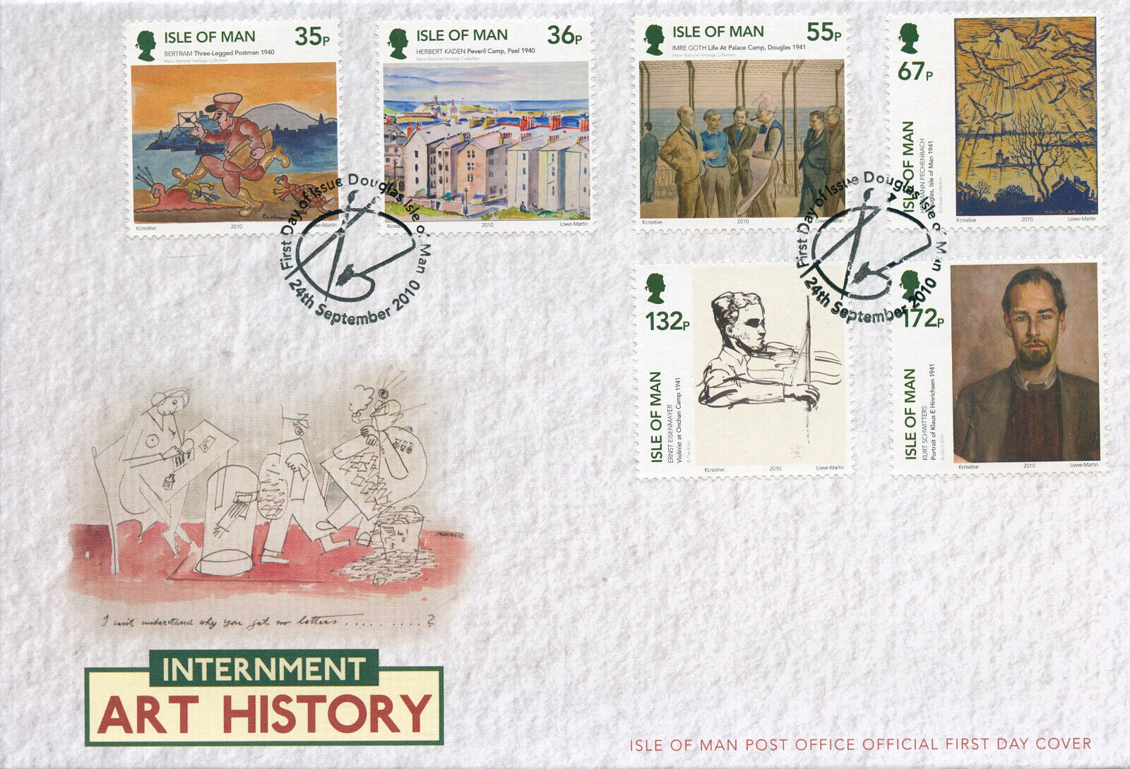 Isle of Man IOM Stamps 2010 FDC Internment Art History Paintings WW2 ...