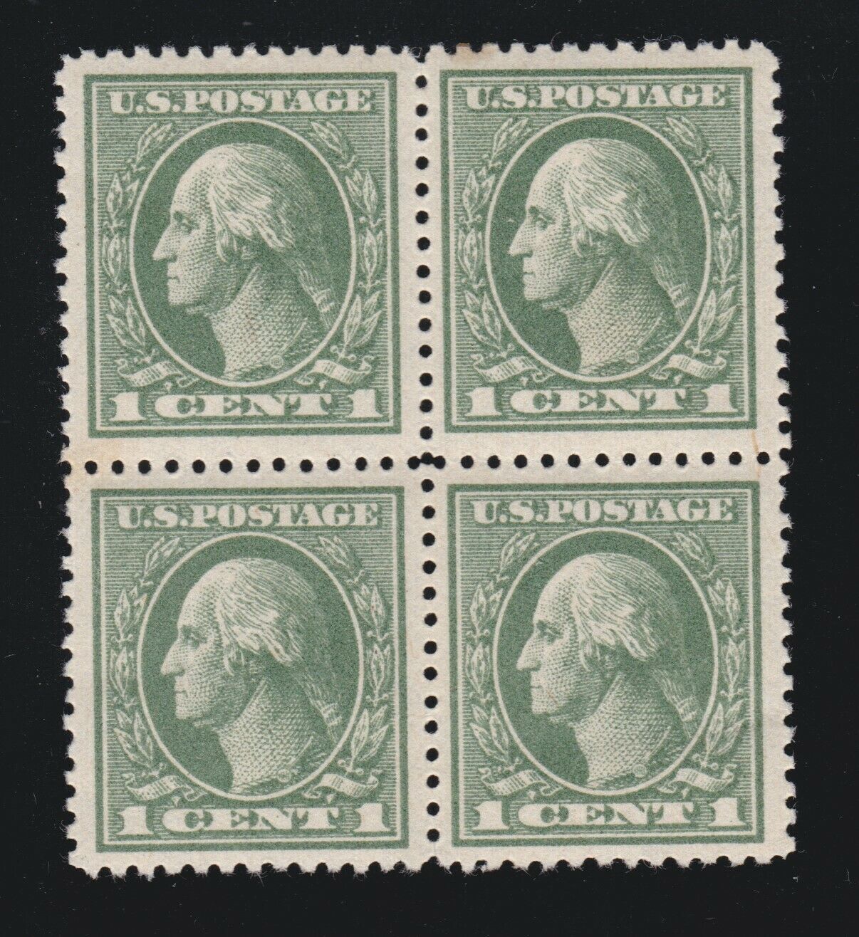 US 536 1c Washington Mint Perf 12.5 Block of 4 VF-XF OG NH SCV $190 ...