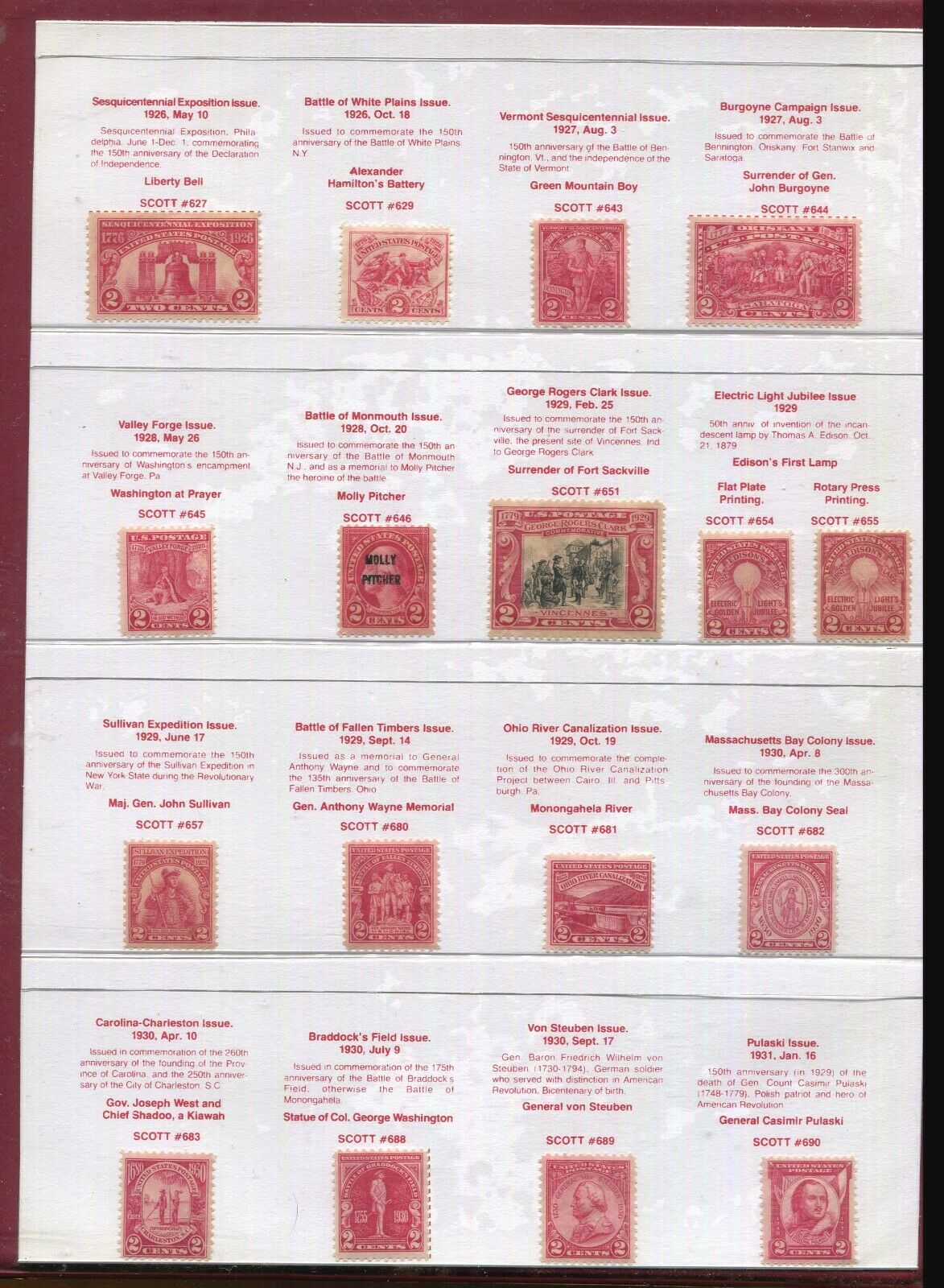 2¢ "Reds" Commemorative Collection 17 Stamps MNH 1929-1931 Special Red ...