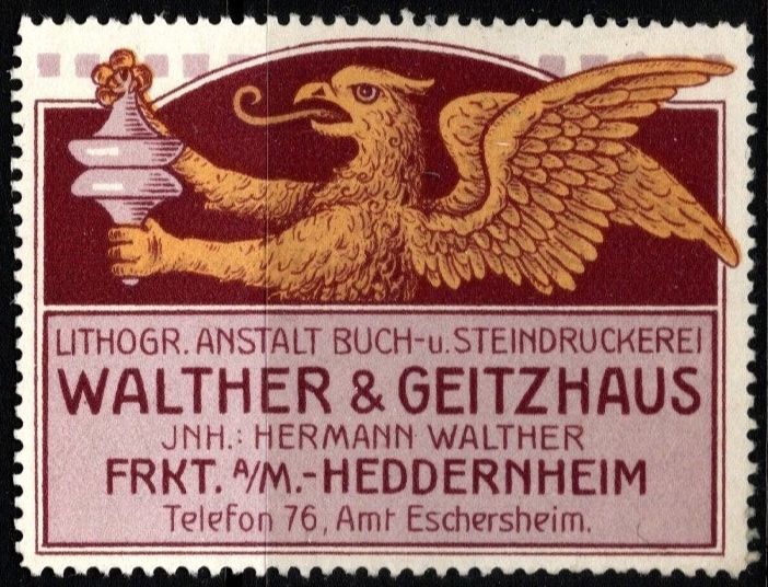 Vintage Germany Poster Stamp Walther & Geitzhaus Lithography Book Stone ...