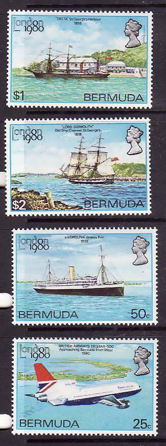Bermuda-Sc#393-6- id6-unused NH set-Ships-Planes-1980-please note there is g | Caribbean ...