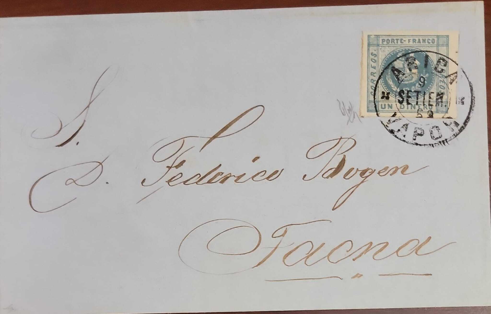 O) 1856 Peru, Steam Ship - Vapor Arica Strike, Coat of Amrs Un Dinero ...