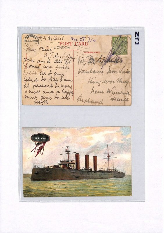 FALKLAND ISLANDS Naval Battle Sailor *HMS KENT* Censor 1914 WW1 Cards{2 ...