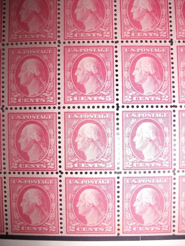 US 5 cent Rose Washington Scott 505 double error in sheet of 100 almost ...