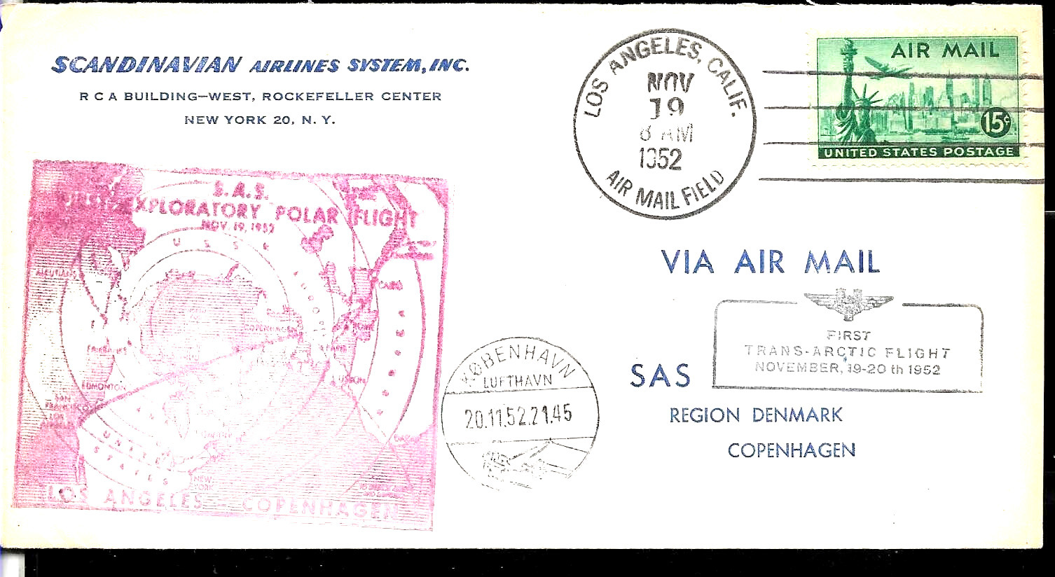 Aant-341 Usa-Denmark 1952 First Trans-Artic SAS Flight LOS Angeles ...