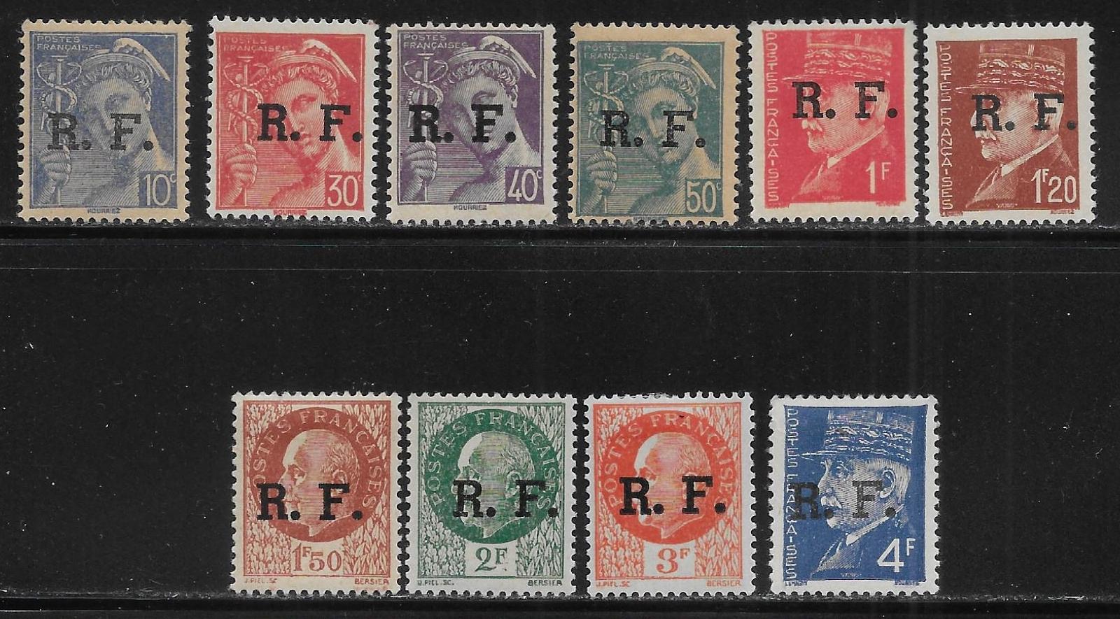 France Rhone Alps Liberation R.F. Overprints part set MNH | Europe ...