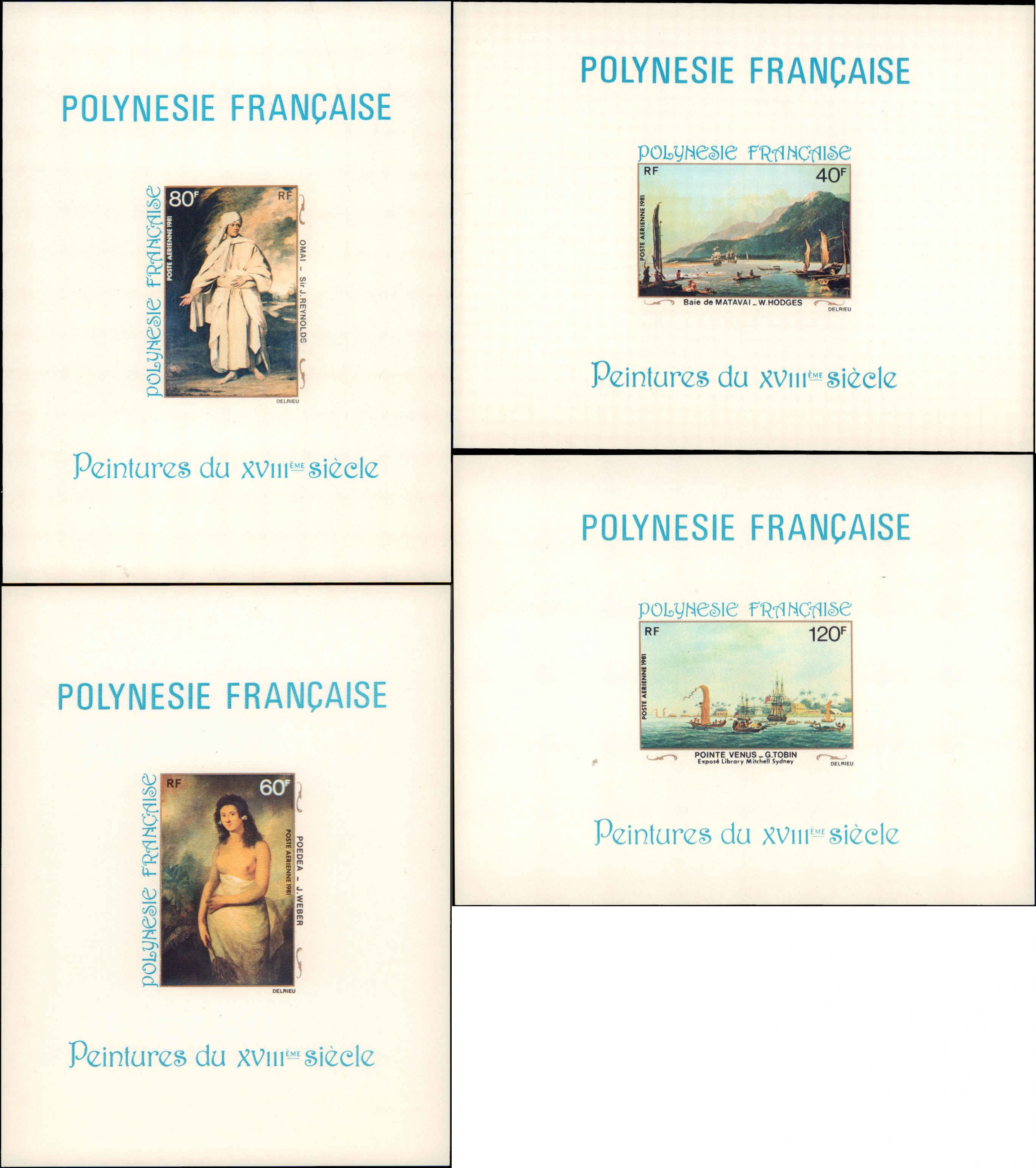 French Polynesia #C187-C190, Complete Set(4), Deluxe Sheets, 1981 ...