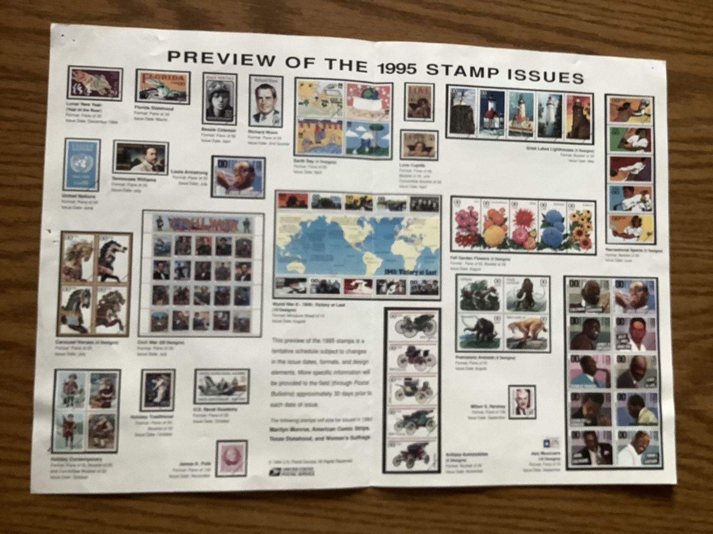 #1995 FDC USPS Preview of the 1995 Stamp Program Poster (14188 ...