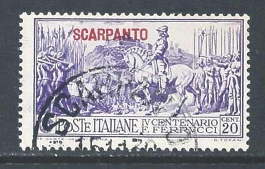 Italy-Scarpanto #12 Used 20c Ferrucci Leading Army Issue Ovptd ...