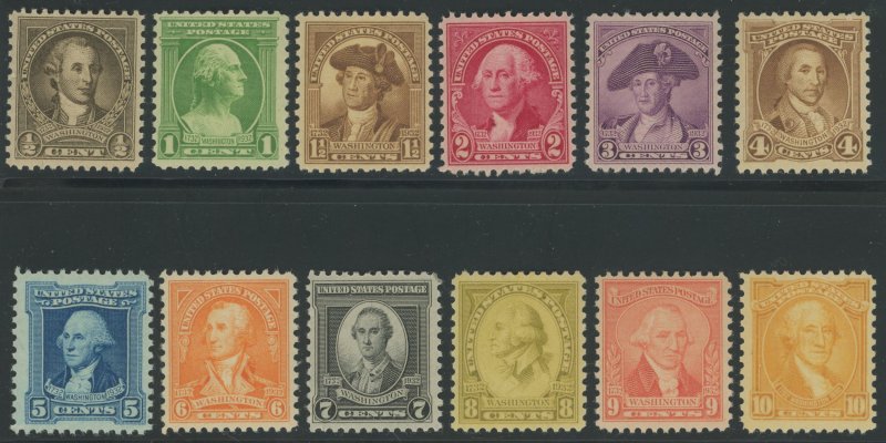 USA 704-715 Washington Bicentennial Set of 12 - F/VF Mint never hinged ...
