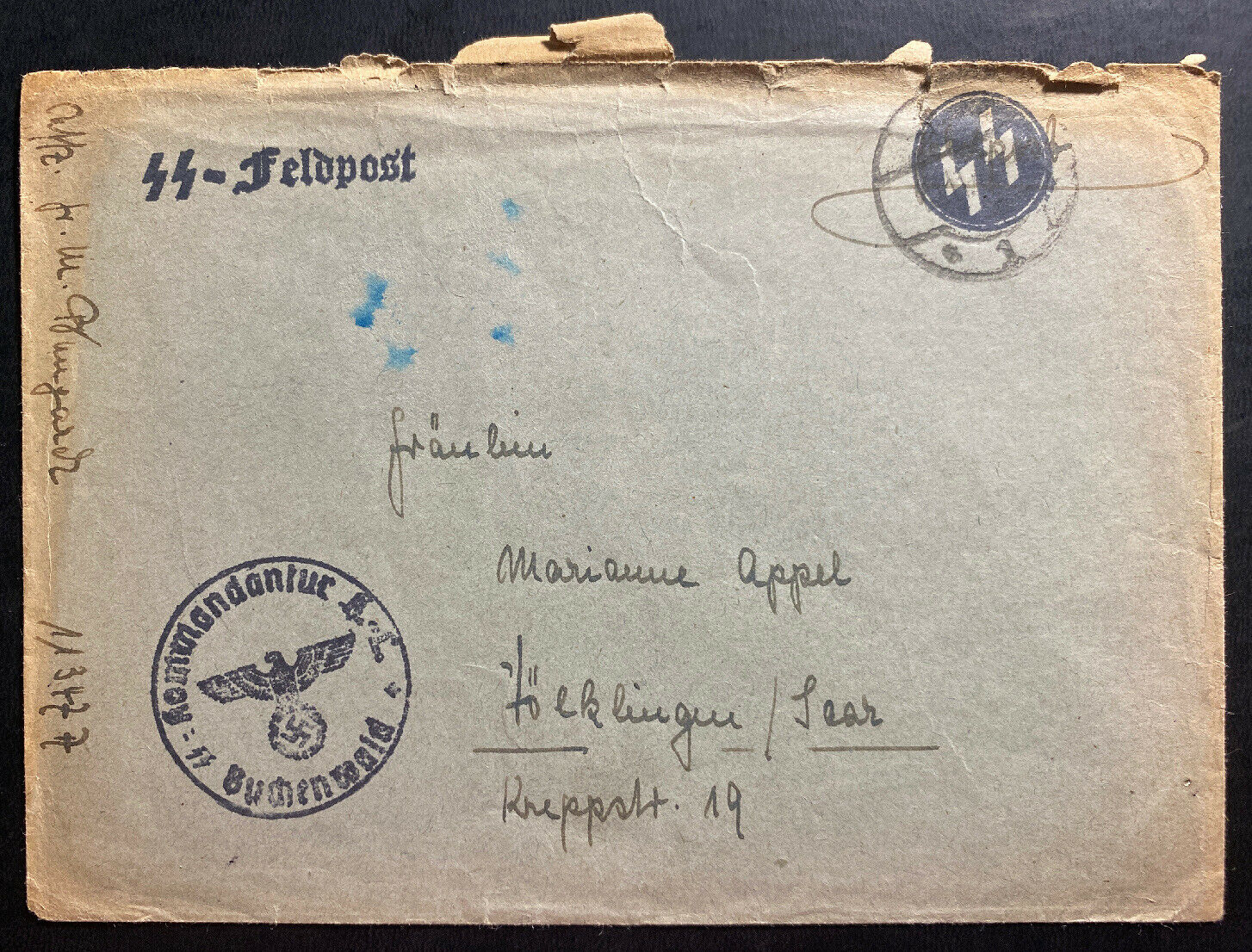 1940s Germany Buchenwald Concentration Camp Commandant Cover Waffen SS ...