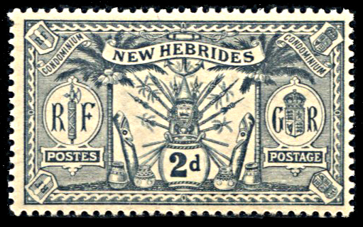 New Hebrides (British) 34, LH, Indigenous Idols Definitive, Script CA ...