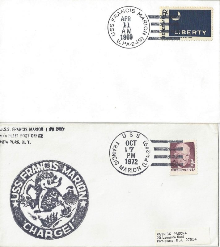 US Navy USS Francis Marion LPA 249 1969 & 1972 | United States, Stamp ...