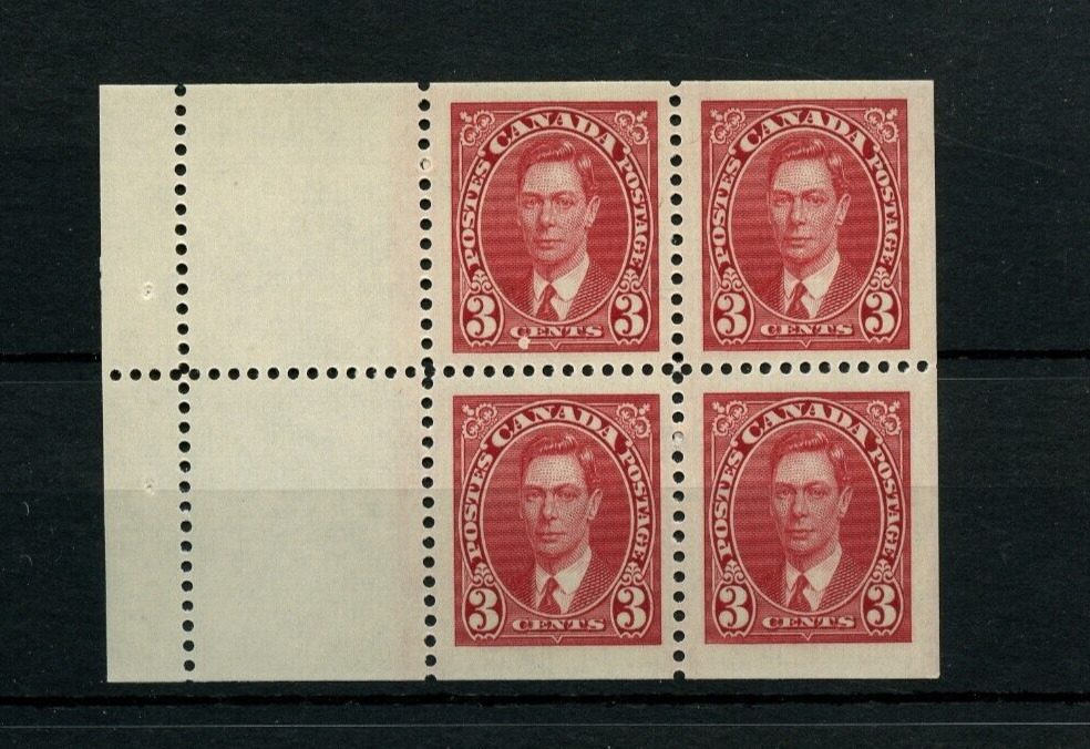 ?#233a booklet pane of 4, 1937 Mufti issue, VF MNH Cat$15 Canada mint ...