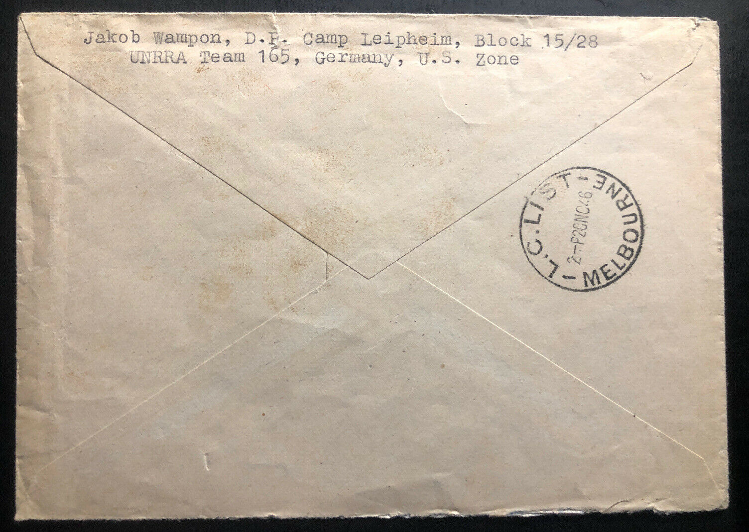 1946 Munich Germany Cover Displaced Persons DP Leipheim Camp UNRRA to ...