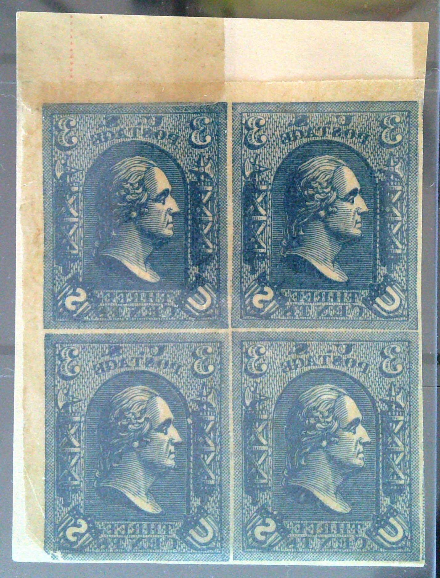 Scott #79-E8a - 3c Blue HR - Block of 4 - Loewenberg Decalcomania ...
