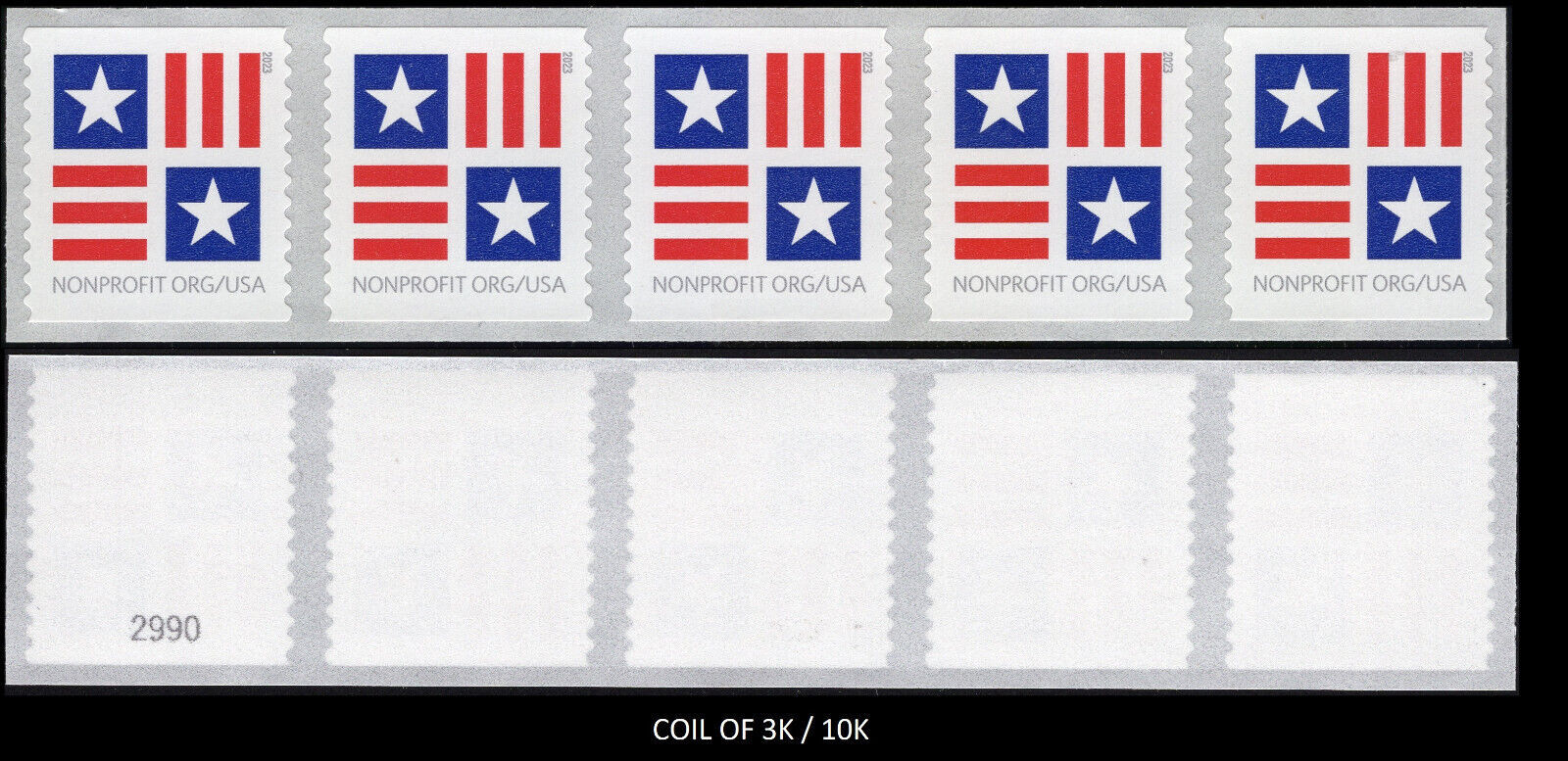 2023 US Stamp - Patriotic Block - Coil Strip 5 - 3K/10K COIL - Scott ...