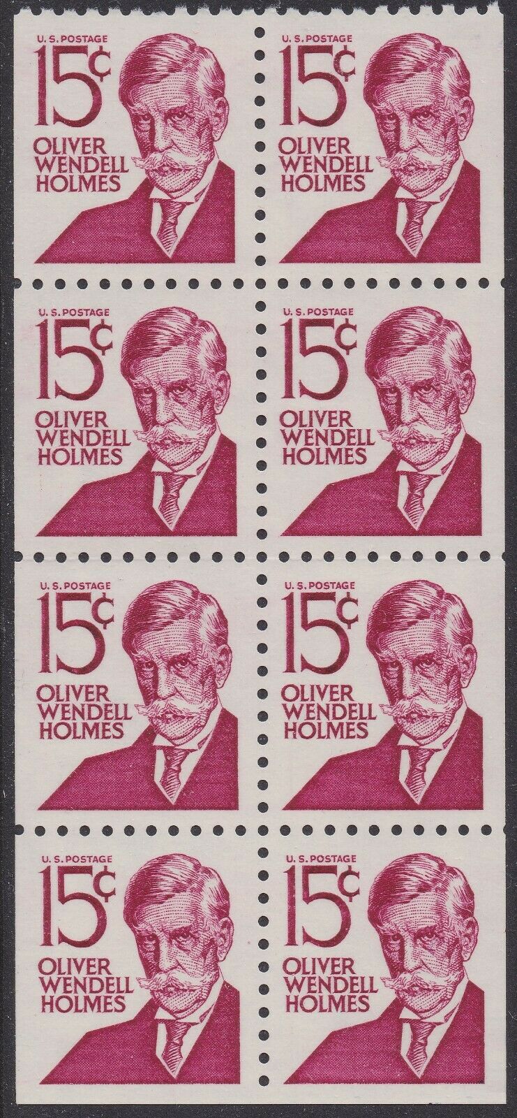 US 1288Bc Oliver Wendell Holmes 15c pane (8 stamps) MNH 1978 | United ...