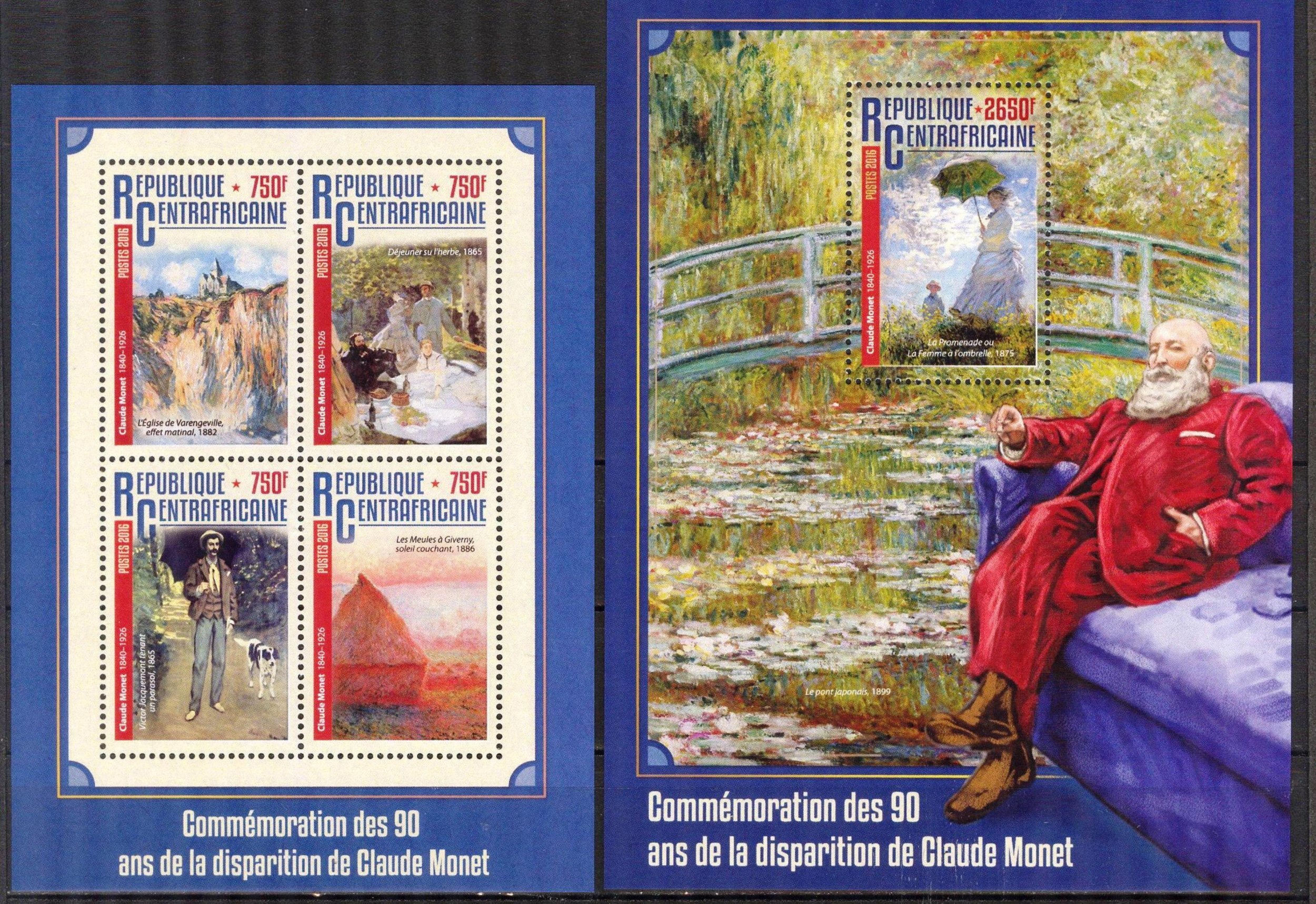 Central African Republic 2016 Art Paintings Claude Monet Sheet + S/S ...