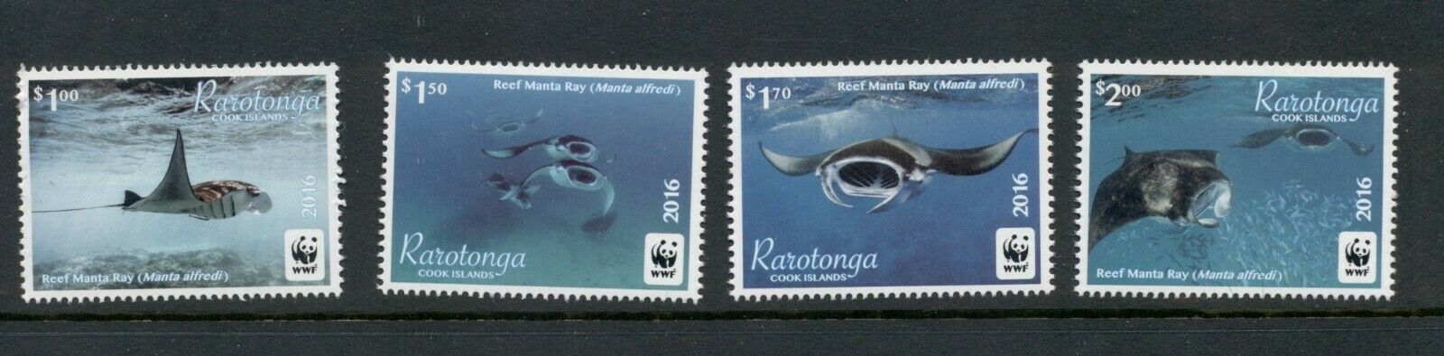 Cook Islands #1547-50 (2016 WWF Marine Life and Fish set) VFMNH CV $8. ...