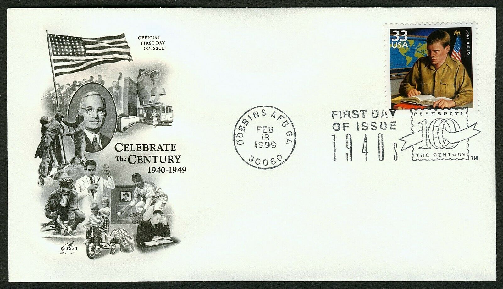 #3186i 33c GI Bill, Art Craft FDC **ANY 5=** | United States, General ...