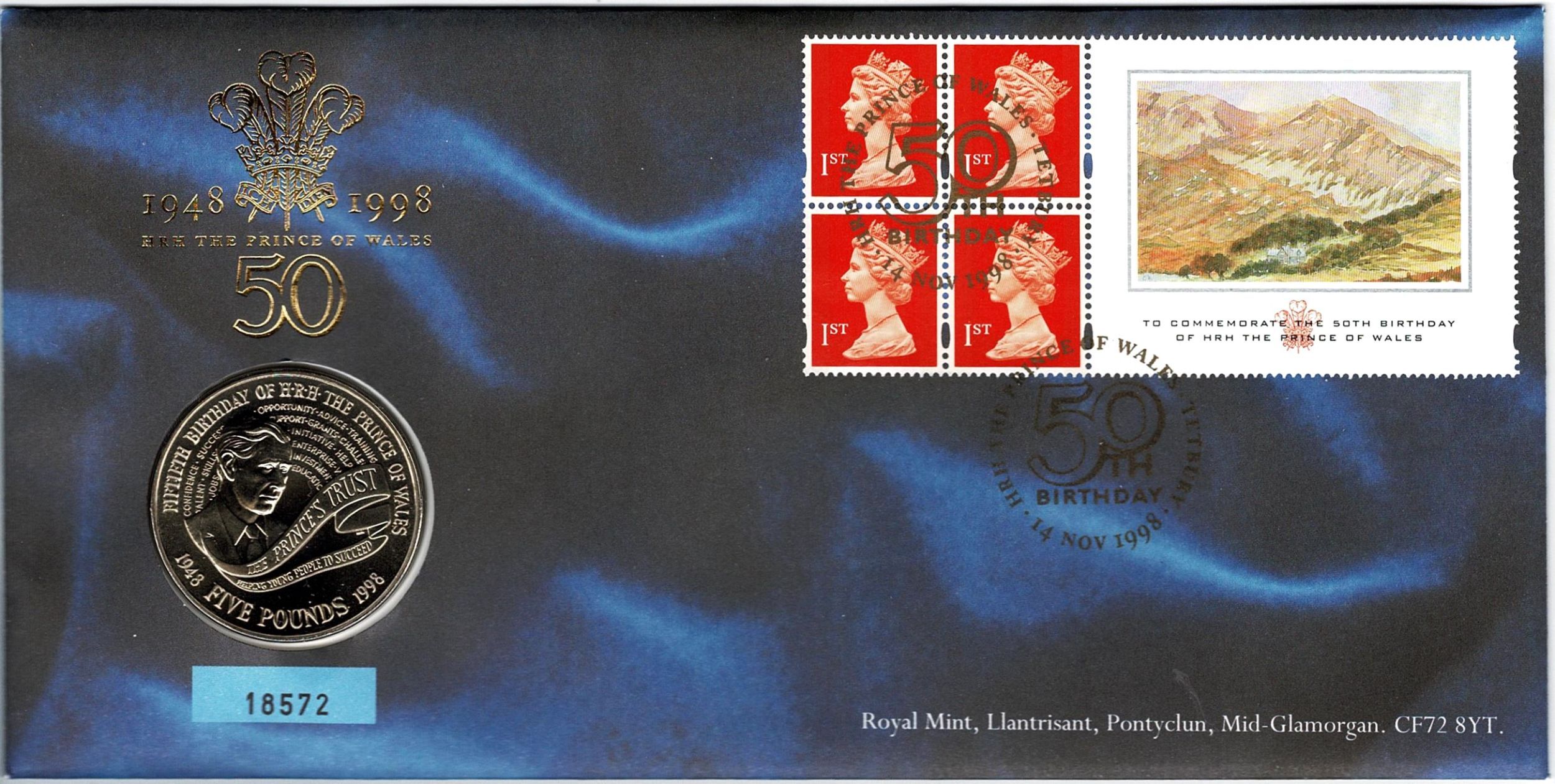 Great Britain 1998 HRH The Prince of Wales Five Pounds PNC Cover ...