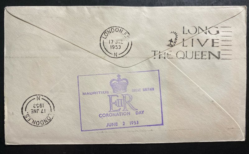 1953 Mauritius QE II Coronation First DAy Cover Queen Elizabeth 2 ...
