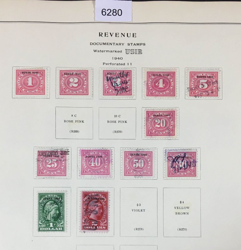 US Stamps # R195 / R415 1914-1950 Revenues Used Collection LOT #K 6280 ...