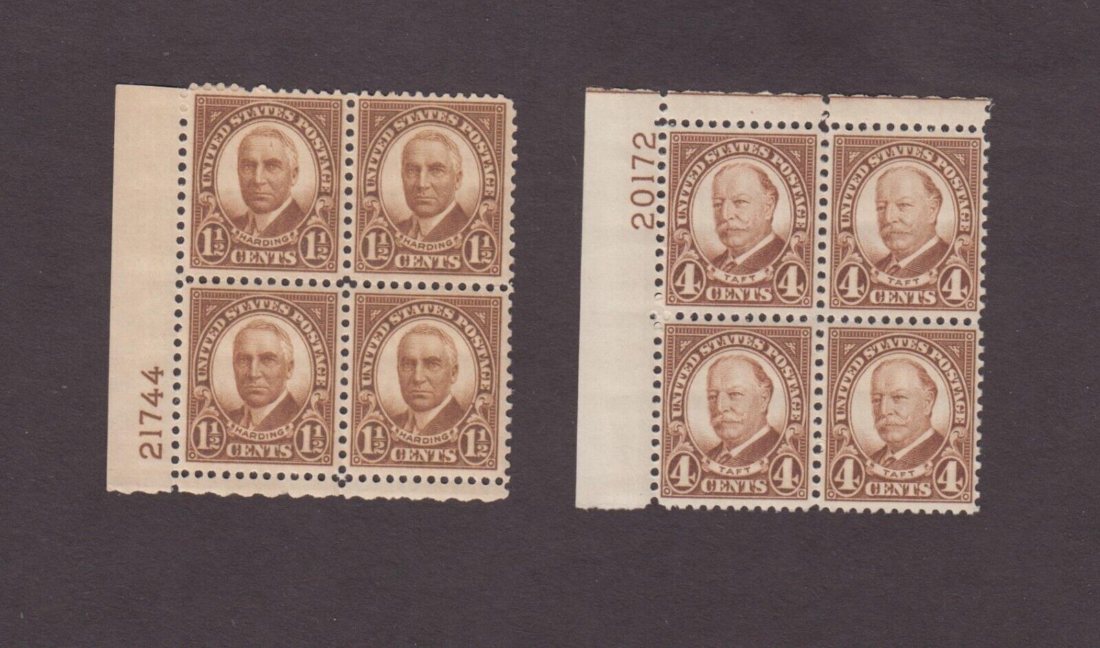 US, 684, 685, Harding, Taft, Mint NH, VF, Plate Blocks 1930 | United ...