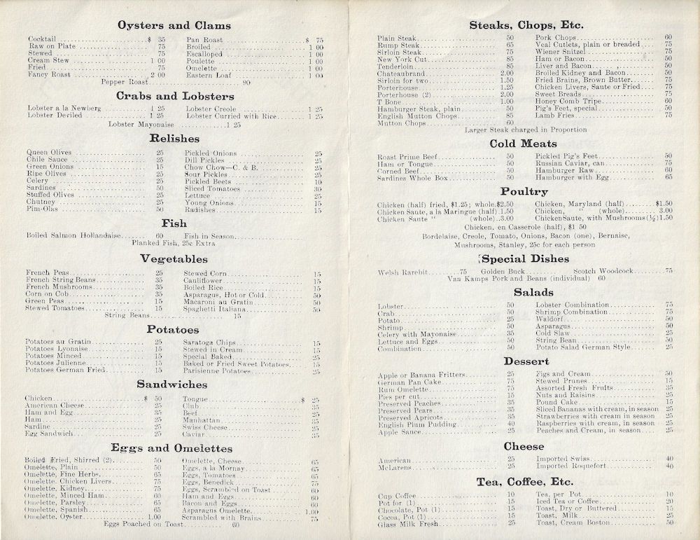 Circa 1905 – Cafe menu with map of the Bullfrog mining area E1315 ...