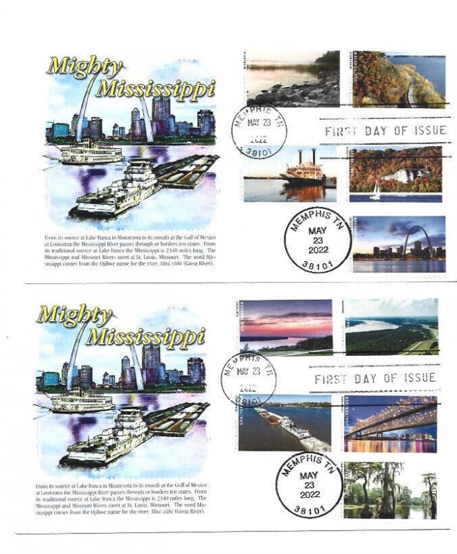 5698 Mighty Mississippi on two Panda Cachets, FDCs | United States ...