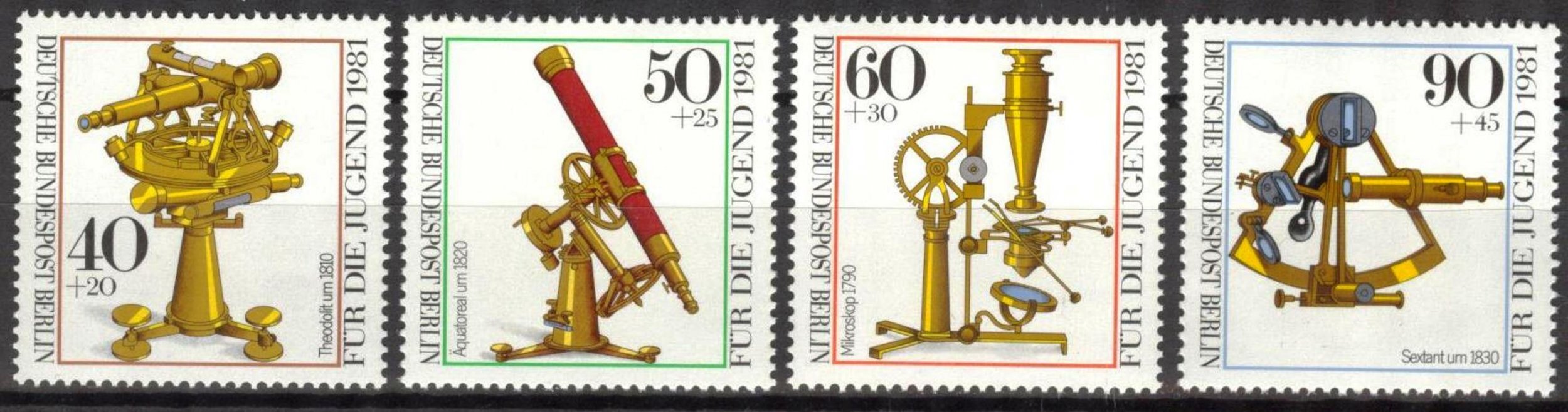 Berlin Germany 1981 Optical Instruments Microscope Sextant set of 4 MNH ...