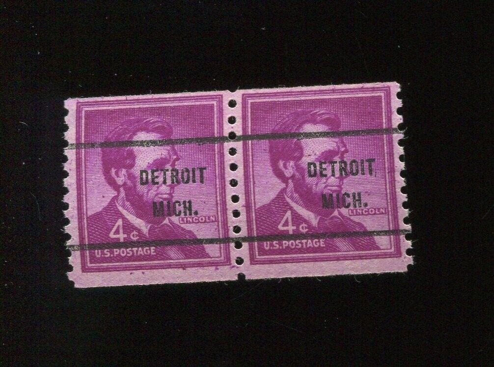 1058b Lincoln DETROIT MICH PRECANCEL Mint Coil Pair of 2 Stamps NH ...