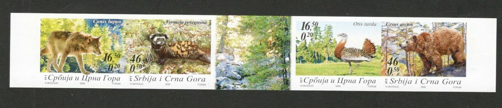 Serbia & Montenegro-Imperforated Strip-Fauna-Birds-No Gum-Chromaline ...