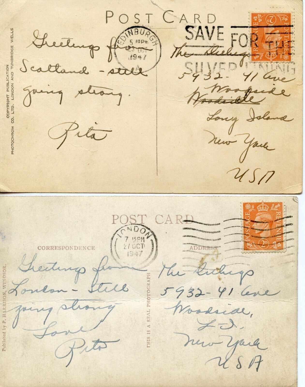 Great Britain TWO Postcards and TWO Commercial Covers to US | Great ...