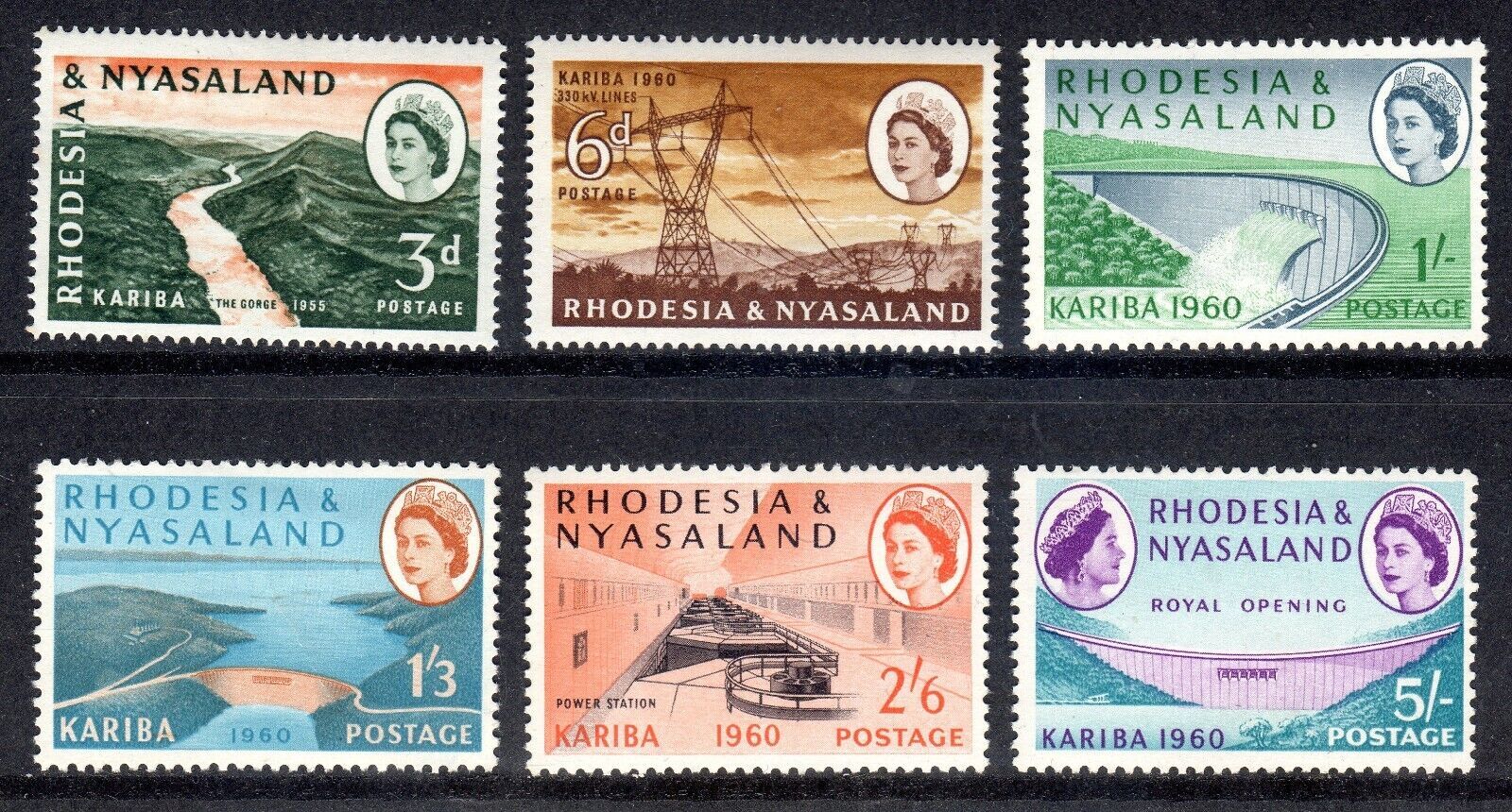 Rhodesia & Nyasaland - 1960- sg 32-37 - Kariba dam -LMM- £19.00 ...